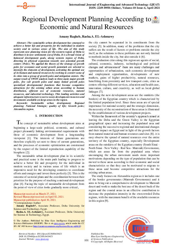 (PDF) Regional Development Planning According to Economic and Natural ...