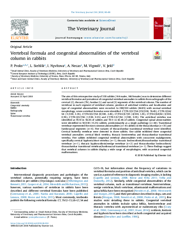 (PDF) Vertebral formula and congenital abnormalities of the vertebral ...