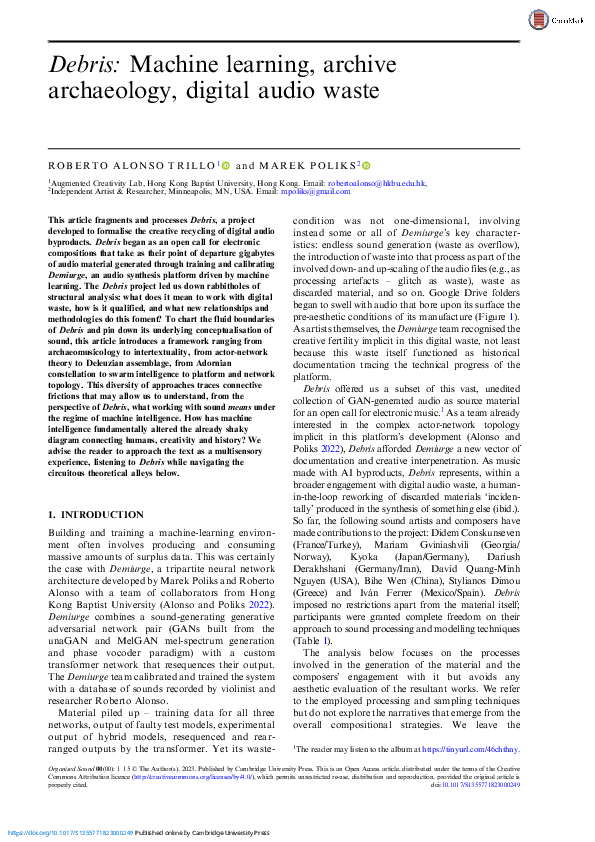 (PDF) Debris: Machine learning, archive archaeology, digital audio waste