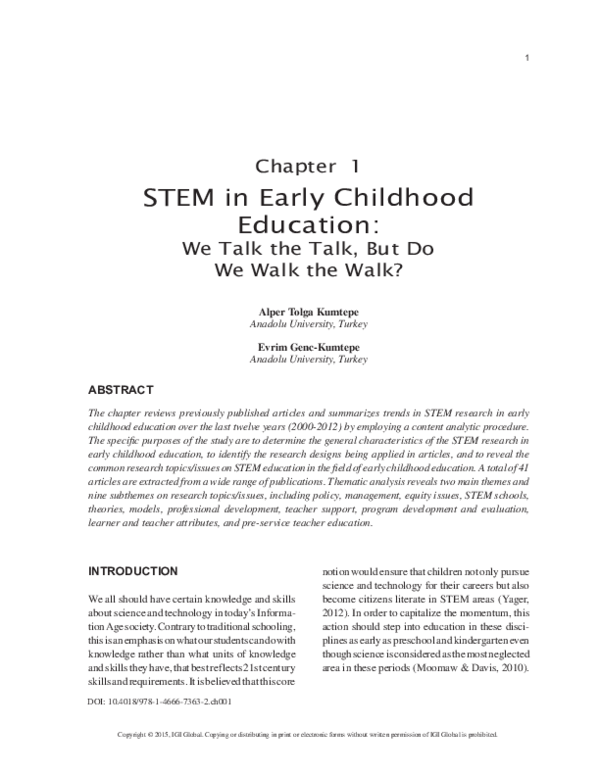 (PDF) STEM in Early Childhood Education
