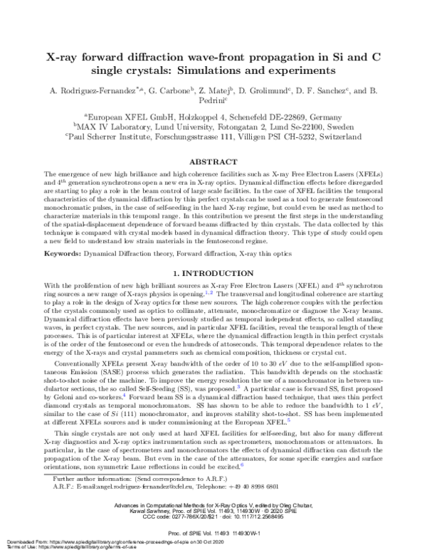 Pdf X Ray Forward Diffraction Wave Front Propagation In Si And C Single Crystals Simulations