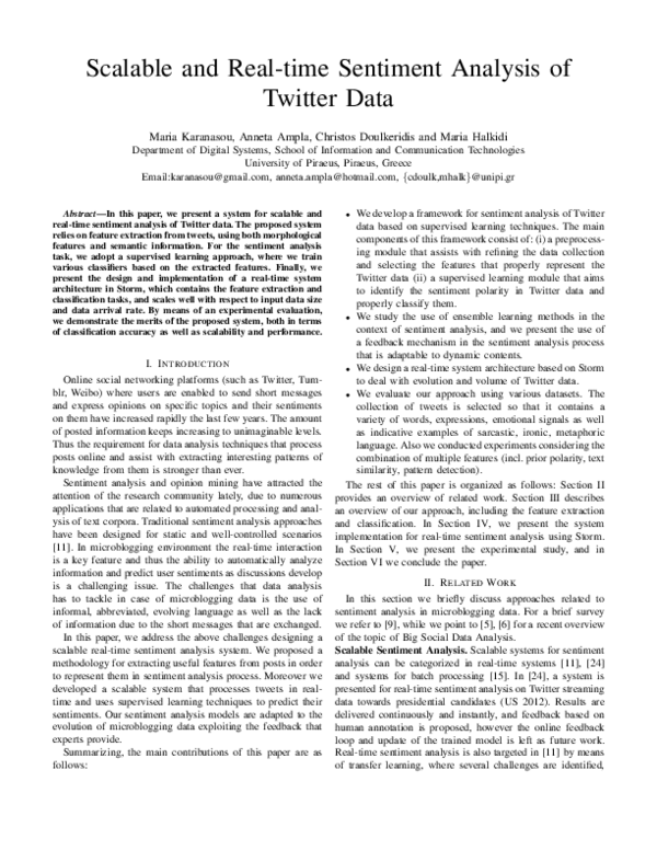 (PDF) Scalable and Real-Time Sentiment Analysis of Twitter Data
