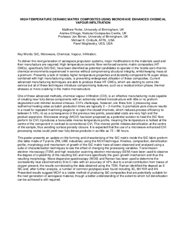 (PDF) High-temperature ceramic matrix composites using microwave ...