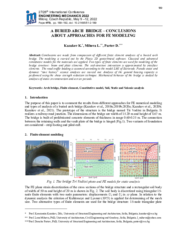 (PDF) A buried arch bridge — Conclusions about approaches for FE ...
