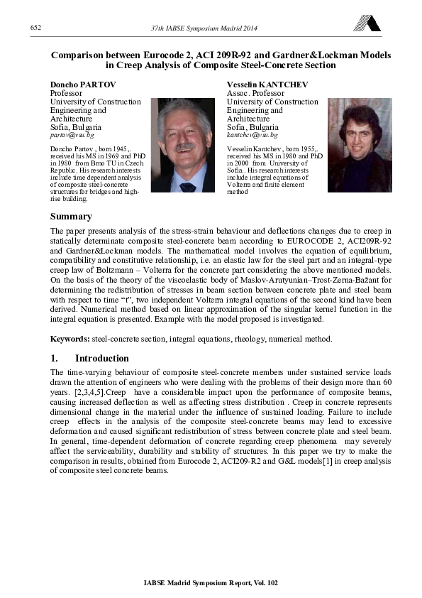 (PDF) Comparison between Eurocode 2, ACI 209R-92 and Gardner&Lockman ...
