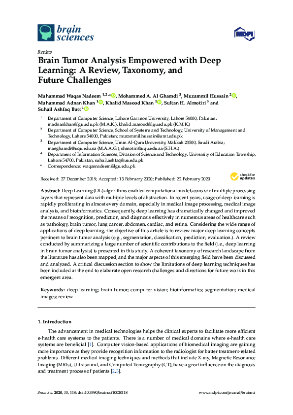(PDF) Brain Tumor Analysis Empowered with Deep Learning: A Review ...