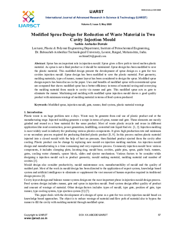(PDF) Modified Sprue Design for Reduction of Waste Material in Two ...