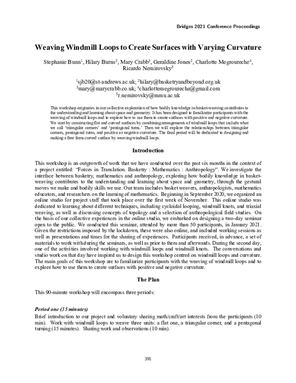 (PDF) Weaving Windmill Loops to Create Surfaces with Varying Curvature
