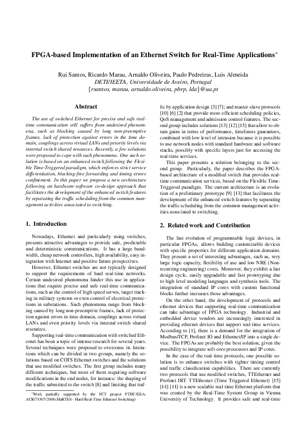 Pdf Fpga Based Implementation Of An Ethernet Switch For Real Time