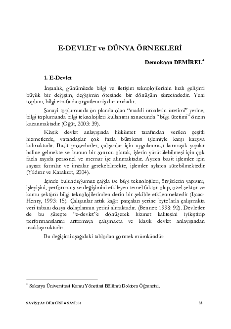 (PDF) E-devlet ve Dünya Örnekleri