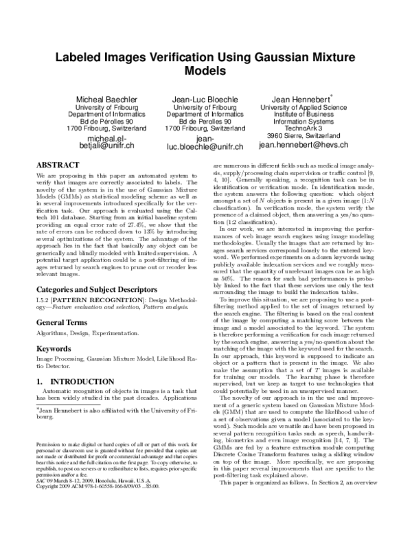 Pdf Labeled Images Verification Using Gaussian Mixture Models