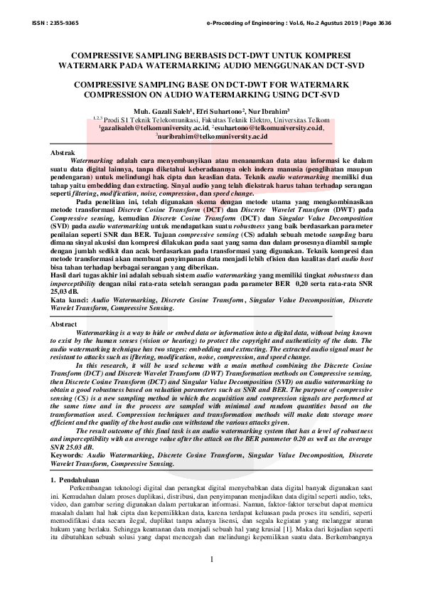 (PDF) Compressive Sampling Berbasis Dct-dwt Untuk Kompresi Watermark Pada Watermarking Audio ...