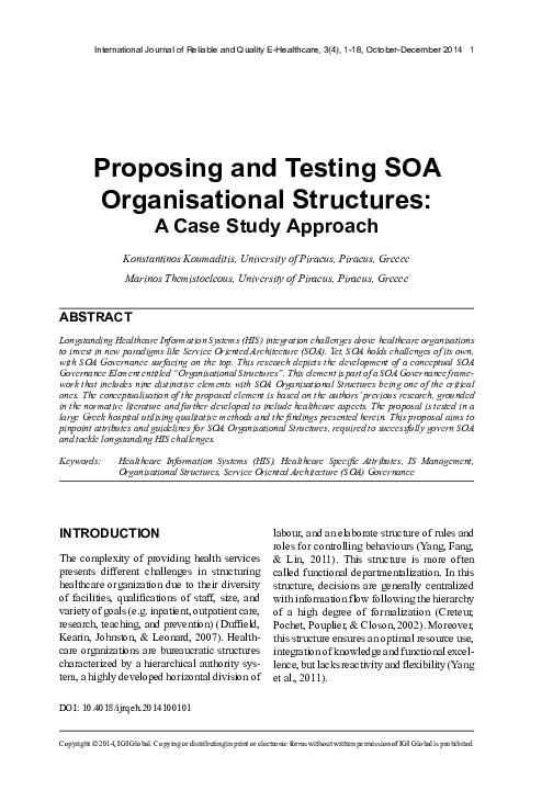 (PDF) Proposing and Testing SOA Organisational Structures