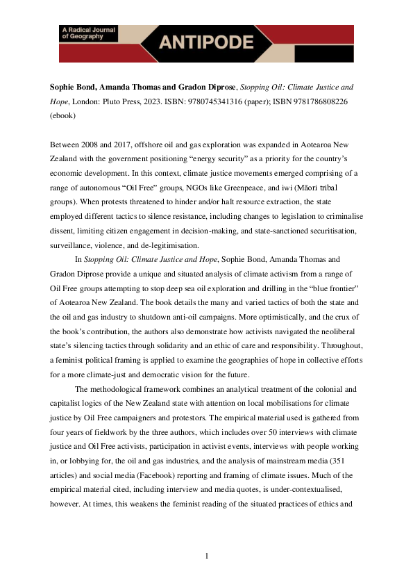 (PDF) Book review of Sophie Bond, Amanda Thomas and Gradon Diprose’s ...