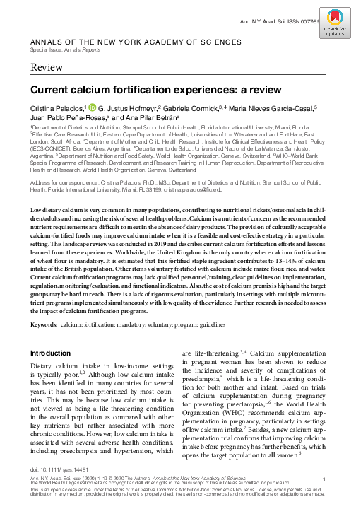 (PDF) Current calcium fortification experiences: a review