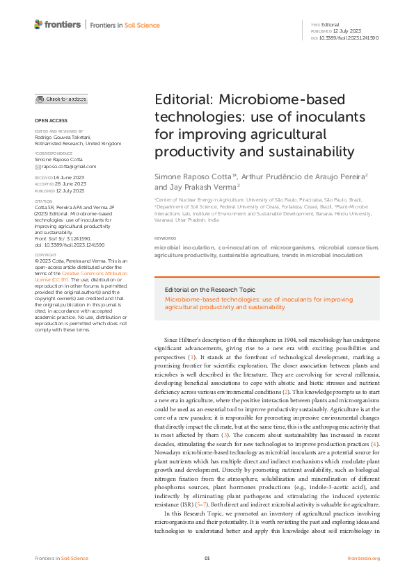 (PDF) Editorial: Microbiome-based technologies: use of inoculants for ...