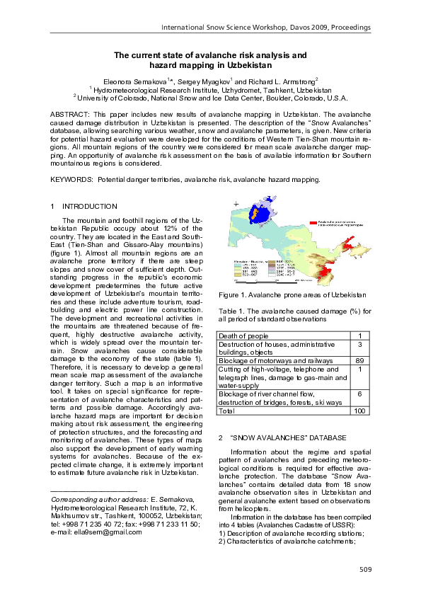 (PDF) The current state of avalanche risk analysis and hazard mapping ...