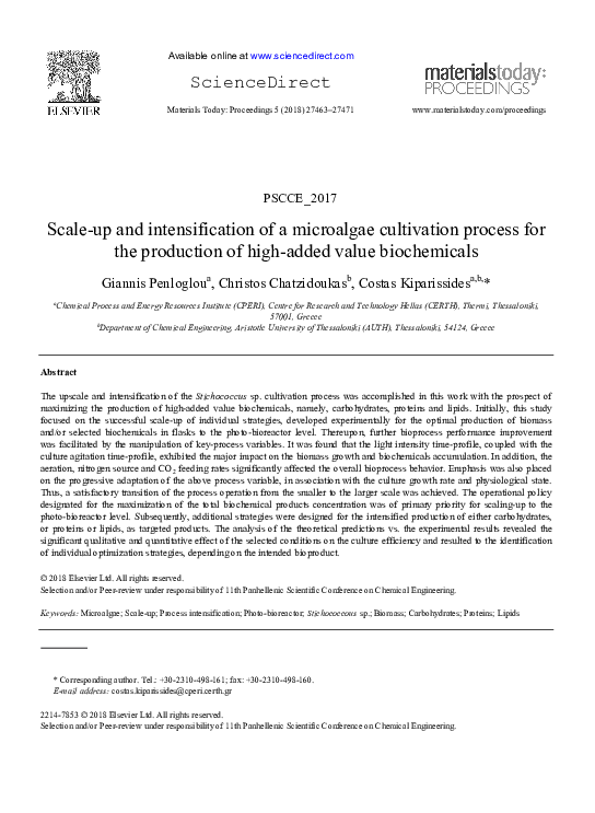 (PDF) Scale-up and intensification of a microalgae cultivation process ...