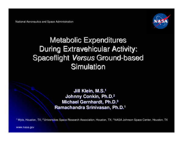 (PDF) Metabolic Expenditures During Extravehicular Activity ...