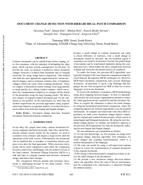 (PDF) Document Change Detection With Hierarchical Patch Comparison