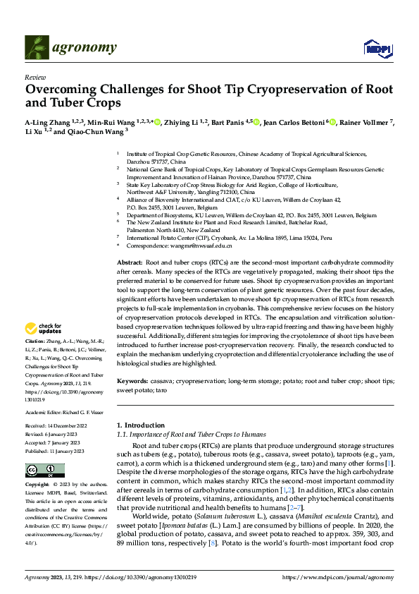 (PDF) Overcoming Challenges for Shoot Tip Cryopreservation of Root and ...