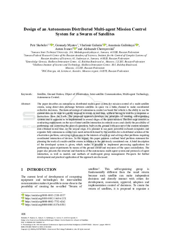 (PDF) Design of an Autonomous Distributed Multi-agent Mission Control ...