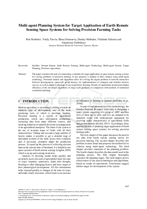 (PDF) Multi-agent Planning System for Target Application of Earth Remote Sensing Space Systems ...