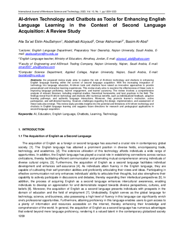 (PDF) AI-driven Technology and Chatbots as Tools for Enhancing English ...