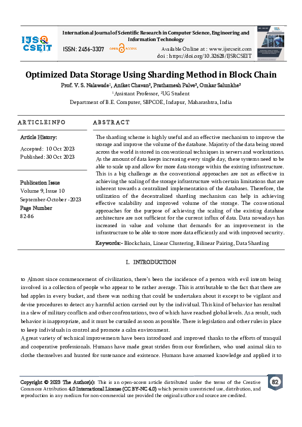 (PDF) Optimized Data Storage Using Sharding Method in Block Chain