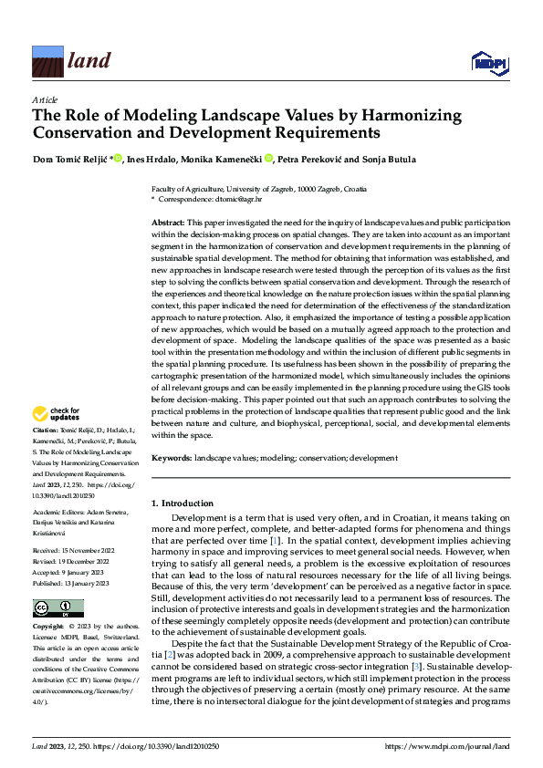 (PDF) The Role of Modeling Landscape Values by Harmonizing Conservation ...