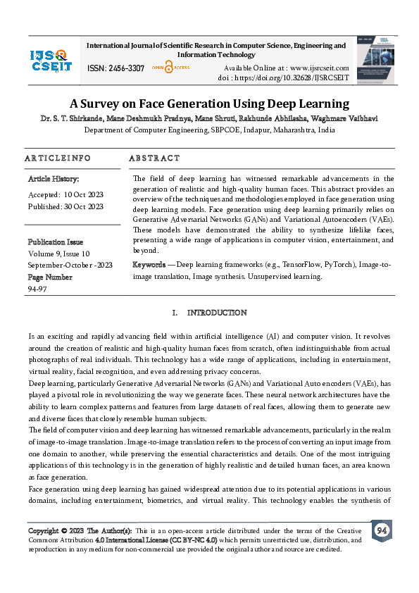 (PDF) A Survey on Face Generation Using Deep Learning