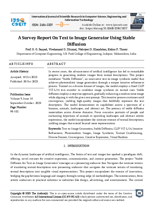 (PDF) A Survey Report On Text to Image Generator Using Stable Diffusion