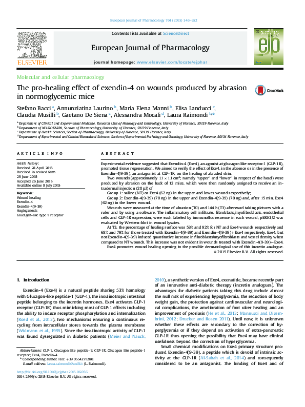(PDF) The pro-healing effect of exendin-4 on wounds produced by ...