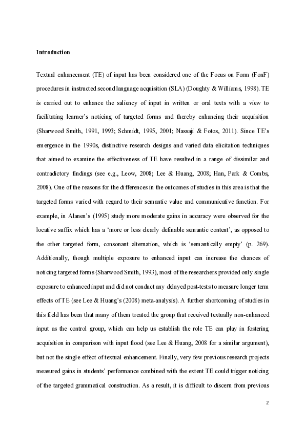 (PDF) The impact of textual enhancement on EFL learners’ grammatical awareness