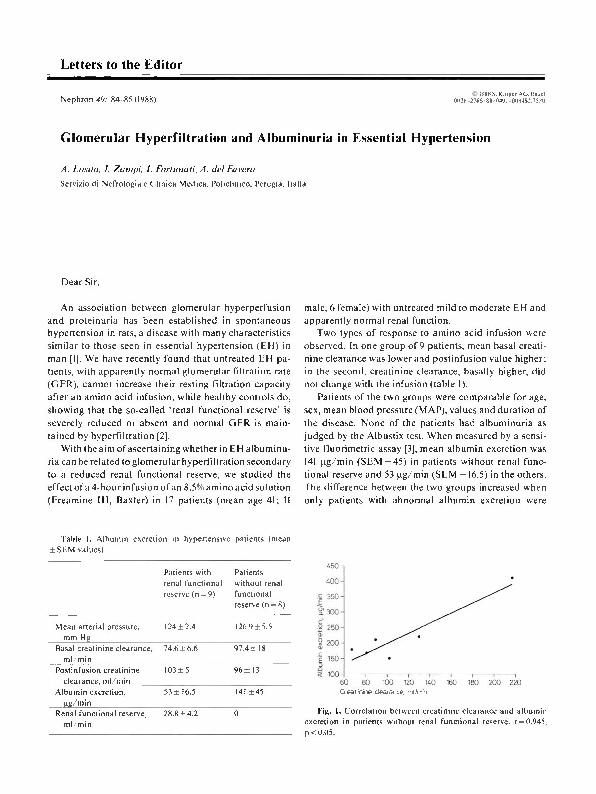 (PDF) Glomerular Hyperfiltration and Albuminuria in Essential Hypertension