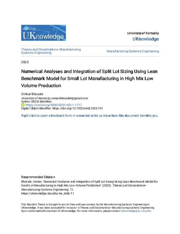 (PDF) Numerical Analyses and Integration of Split Lot Sizing Using Lean ...