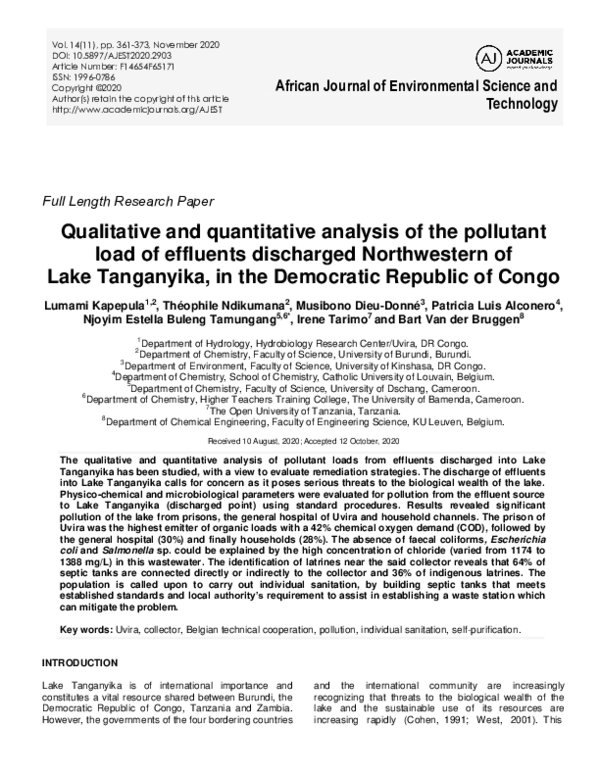 (PDF) Qualitative and quantitative analysis of the pollutant load of ...