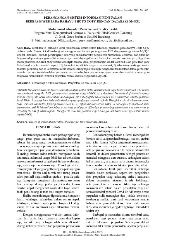 (PDF) PERANCANGAN SISTEM INFORMASI PENJUALAN BERBASIS WEB PADA RAHAYU ...