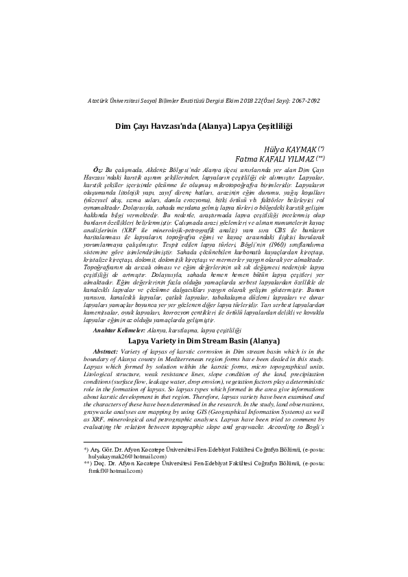 (PDF) Dim Çayı Havzası’nda (Alanya) Lapya Çeşitliliği