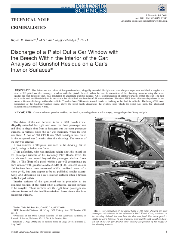 (PDF) Discharge of a Pistol Out a Car Window with the Breech Within the ...