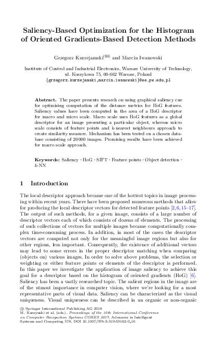 Pdf Saliency Optimization For Hog Detection
