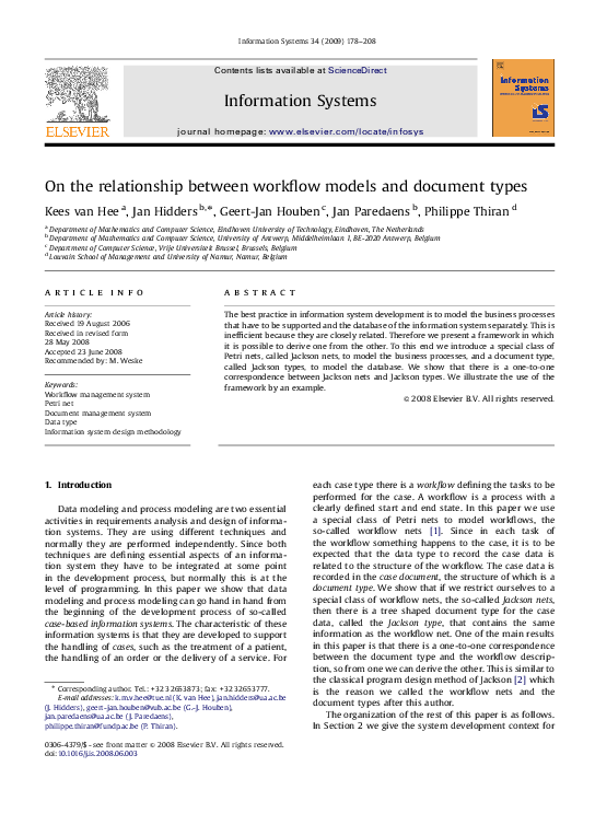 (PDF) On the relationship between workflow models and document types