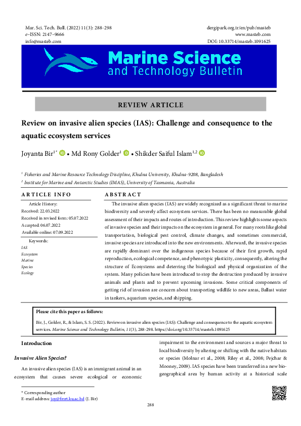 (PDF) Review on Invasive Alien Species (IAS): Challenge and Consequence ...