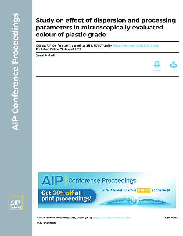 (PDF) Study on effect of dispersion and processing parameters in ...