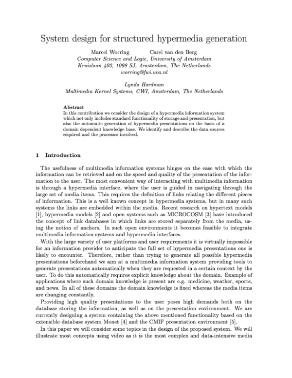 (PDF) System design for structured hypermedia generation | Marcel Worring - Academia.edu