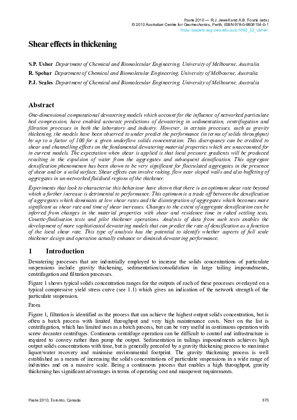 (PDF) Shear effects in thickening