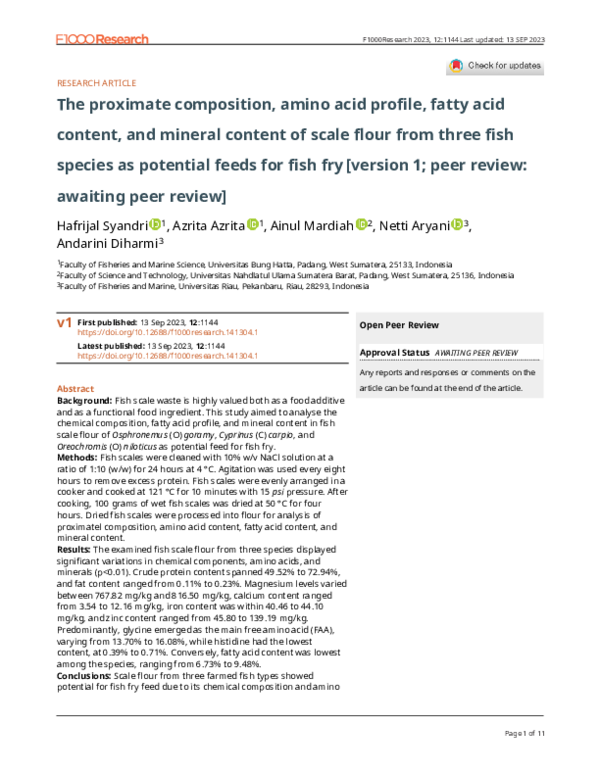 (PDF) The proximate composition, amino acid profile, fatty acid content ...