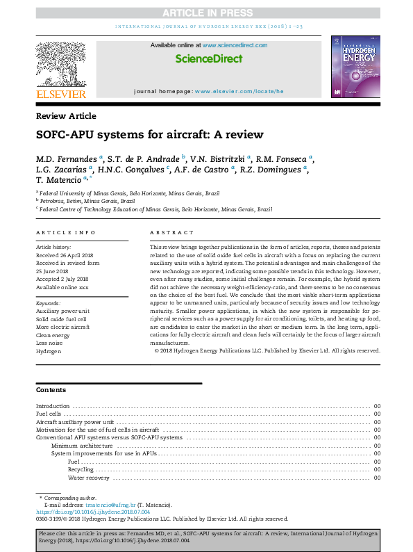 (PDF) SOFC-APU systems for aircraft: A review