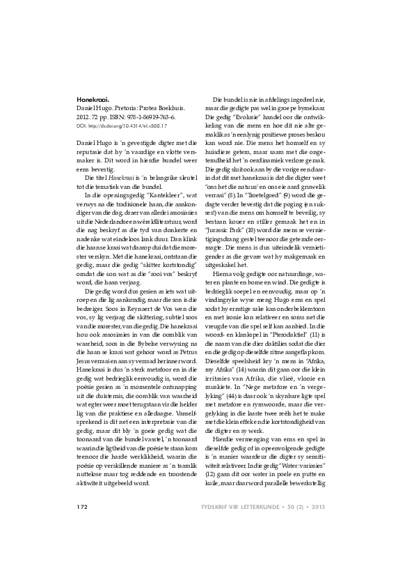 (PDF) Hanekraai (Daniel Hugo)