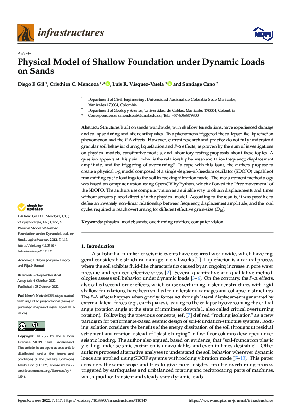 (PDF) Physical Model of Shallow Foundation under Dynamic Loads on Sands